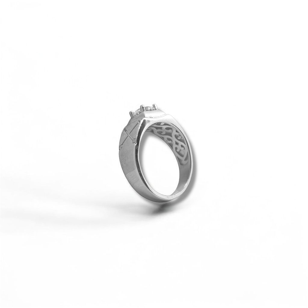 Prism Orbit Men's Ring in 925 Sterling Silver and 4A Zirconia Diamond - Silverish